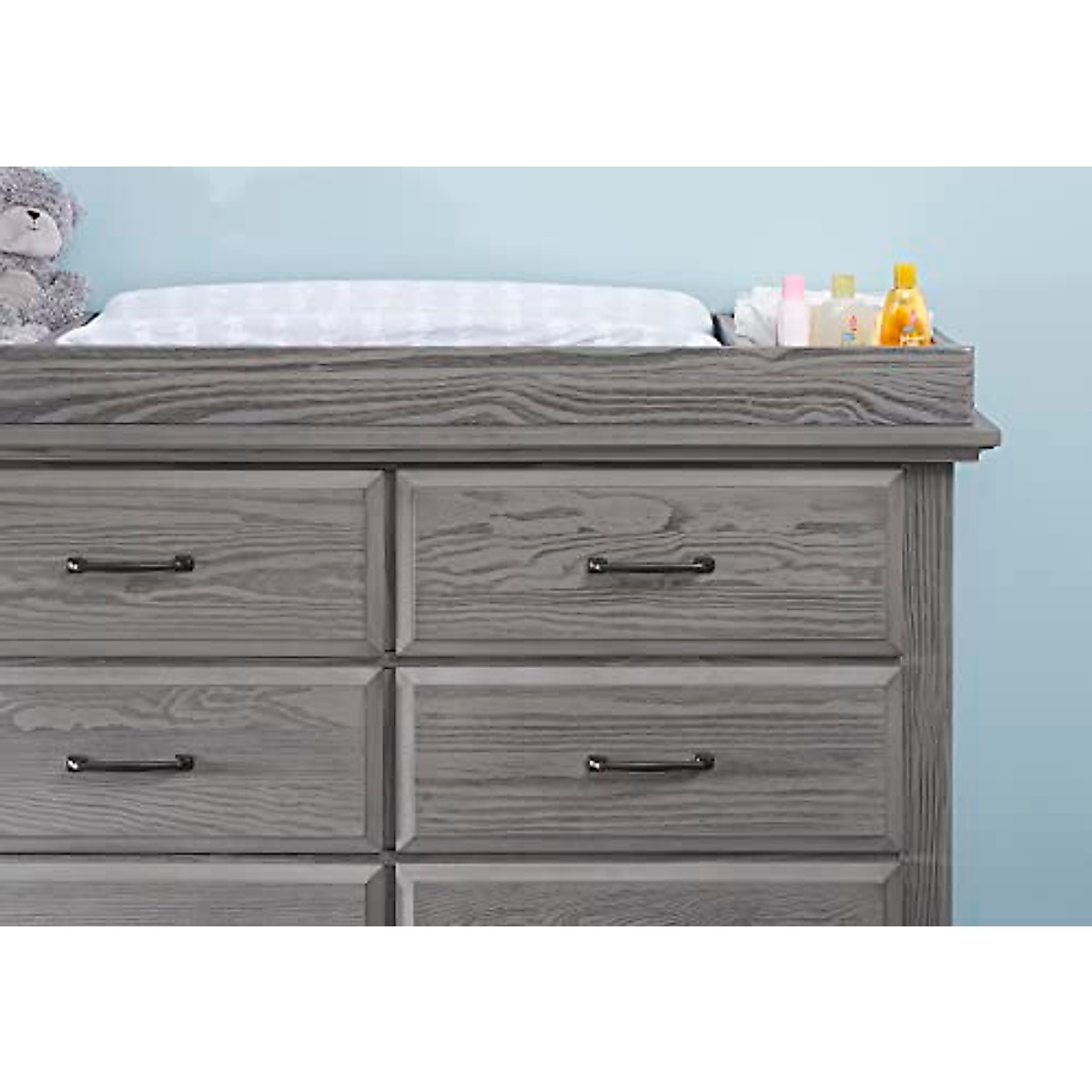 Soho Baby 44065530 Chandler Premium Changing Topper for 6-Drawer Dresser, Wire Brush Graphite Gray Finish