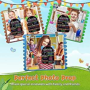 2 Pcs First Day of School Board, 12 x 10 Inch Double Sided First Day of School Sign for Preschool Kindergarten K12, Reusable Back to School Sign Chalkboard Photo Prop Supplies for Kids Girls Boys