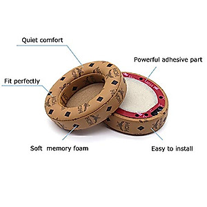 Adhiper Replaceable Ear Pads Earmuffs Ear pad Repair Parts are Compatible with Dr. Dre Studio 2.0 Studio 3 B0500 B0501 Wired and Wireless Headphones(Floral Brown)