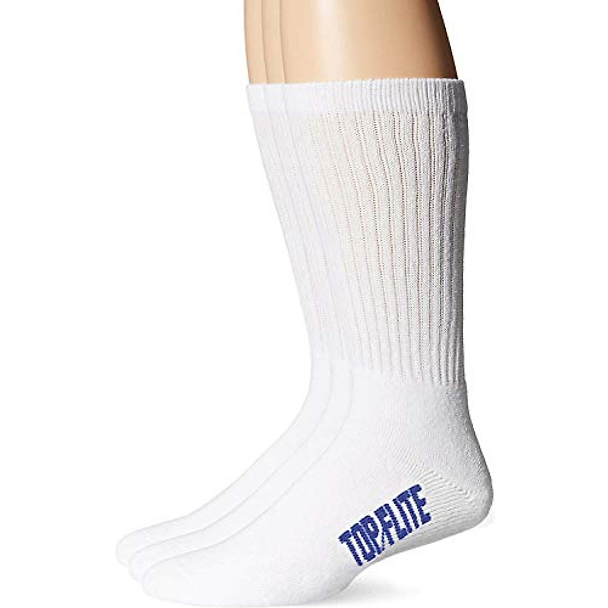 Top Flite mens Sport Full Cushion Crew 3 Pair Pack Socks, White, Shoe Size 9-13 US