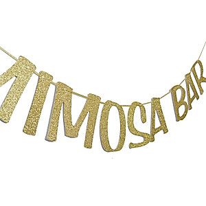Mimosa Bar Sign Banner Gold Glitter Decorations for Bridal Shower Champagne Brunch Baby Shower Wedding Engagement Birthday Party Graduation Fiesta