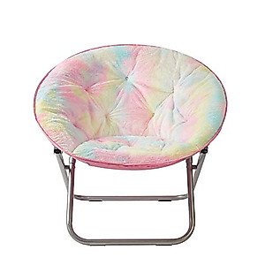 Heritage Kids Sorbet Dreams Rainbow Fur Teen Saucer Chair, Foldable, Multi