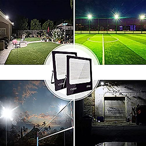 AFSEMOS 150W LED Flood Light,10500lm Outdoor Flood Lights 2pack Super Bright 6000K Daylight White Lights,LED Work Light IP66 Waterproof Security Light for Backyard，Playground，Garden，Stadium