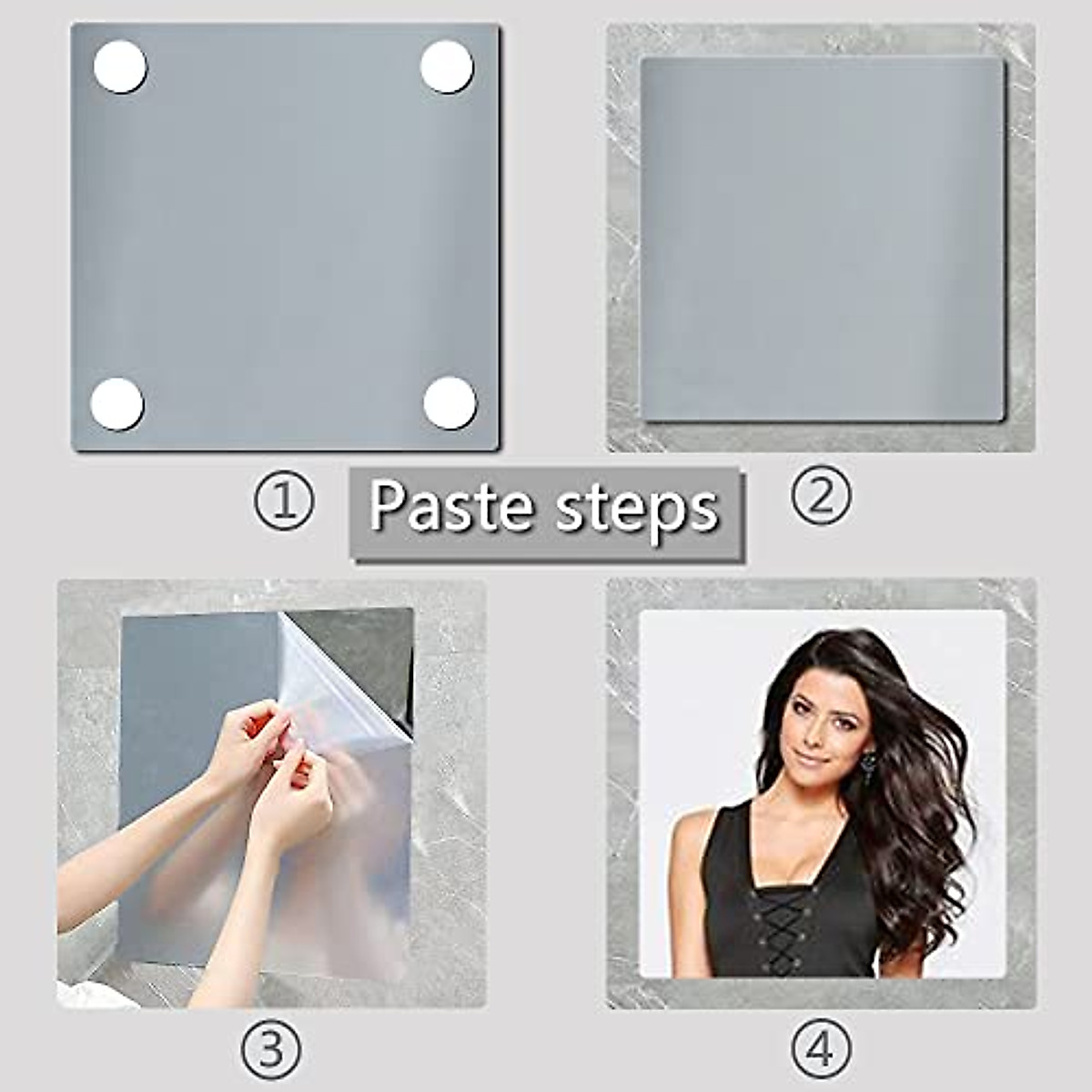 Jitejoe Wall Mirror Tiles,8''x8''x4PCS,Full Length Tiles,Flexible Full Body Mirror for Bedroom,Living Room,Acrylic Wall-Mounted Mirrors,Frameless Tiles (8''x8''-4PCS)
