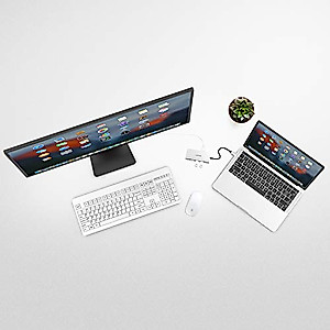 LENTION USB C Hub with 4K HDMI, Gigabit Ethernet, 3 USB 3.0 & Type C Charging for 2023-2016 MacBook Pro, New Mac Air/Surface/Chromebook/Steam Deck, More, Stable Driver Adapter (CB-C65, Silver)