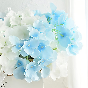 HUIANER 6PCS Artificial Hydrangea Flowers, 15.74” Fake Silk Flower Heads with Stems for Wedding Centerpiece Bouquets Home Office Party Garden DIY Craft Art Decoration(Light Blue)