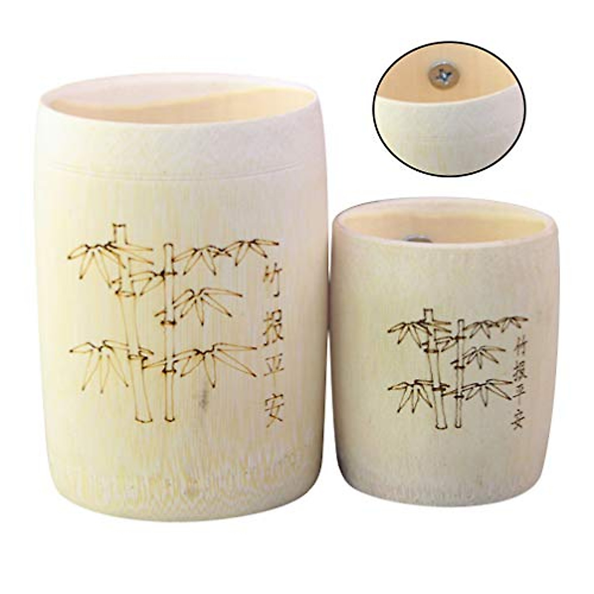 Balacoo Food Container 2Pcs Bird Feeding Cups Parrot Bird Cage Bamboo Food Water Dish Container Feeder Bowls Food Containers