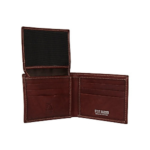 Steve Madden Men's Leather Wallet Extra Capacity Attached Flip Pockets, Brown/Antique, One Size