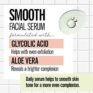 Valjean Labs Smooth Face Serum | Glycolic Acid + Aloe Vera | Helps to Exfoliate and Smooth for a Brighter Complexion | Paraben Free, Cruelty Free, Made in USA (1.83 oz)