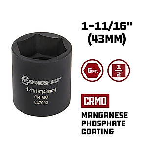 Powerbuilt Dodge Spindle Nut Socket, 1/2 Inch Drive 6 Point, 1-11/16 Inch, 4x4 Pickup Trucks, Front Axle - 647093