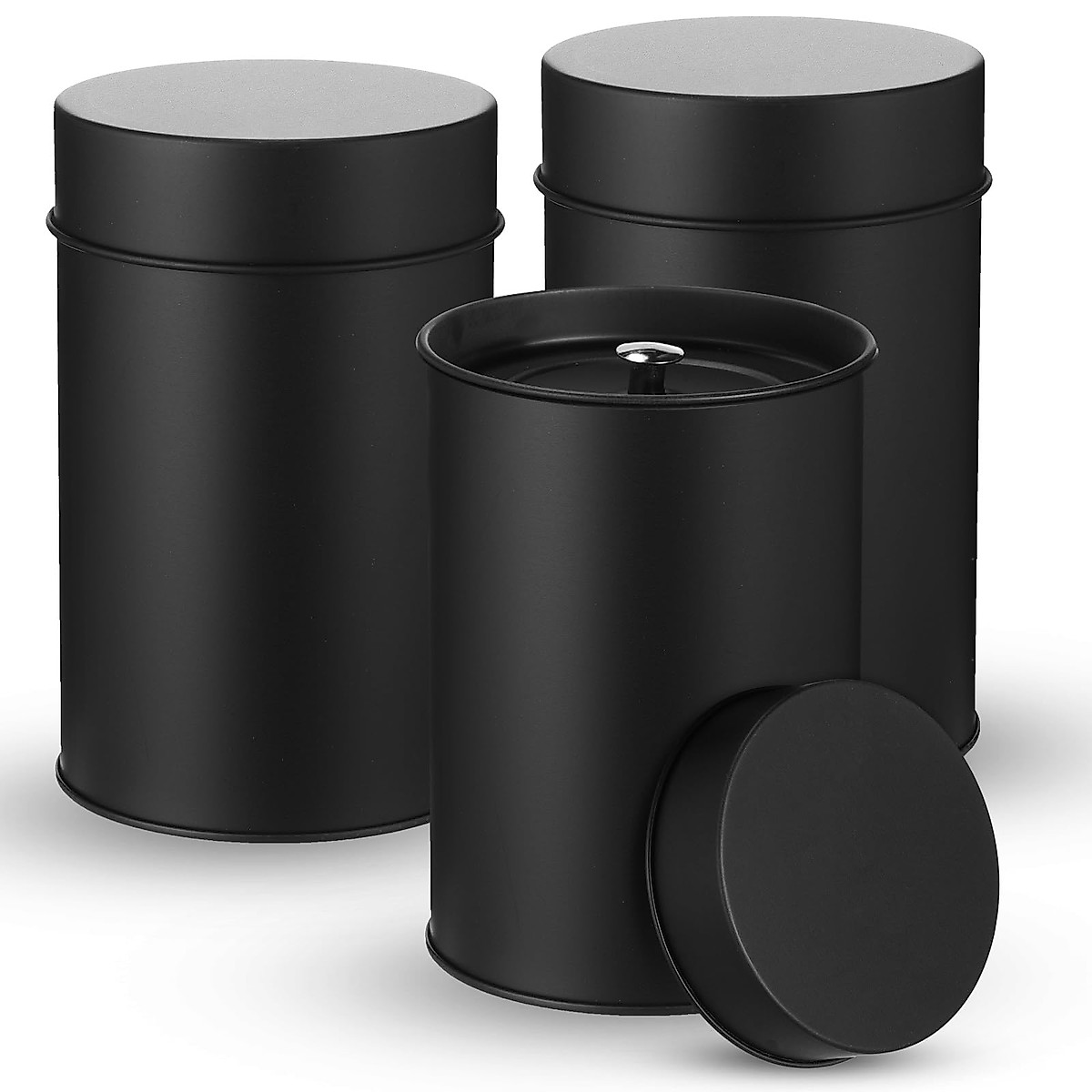 Zopeal 6 Pack Metal Tea Tin Canister with Airtight Double Lids 16 oz Round Tin Can with Lid Double Sealed Small Kitchen Container for Loose Tea Storage Coffee Sugar Candy Herbs and Spices