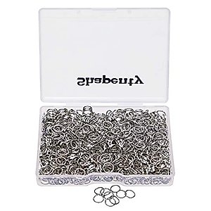 Shapenty 1000PCS Nickel Plated Iron Open Jump Rings Connectors Bulk for DIY Craft Earring Necklace Bracelet Pendant Choker Jewelry Making Findings and Key Ring Chain Accessories (Nickel, 6mm)