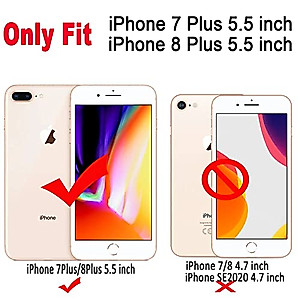 Qokey for iPhone 8 Plus Case,iPhone 7 Plus Case 5.5 inch Flower Cute Stand Cover for Women Girls 360 Degree Rotating Ring Stand Kickstand Soft TPU Shockproof Rose Butterfly