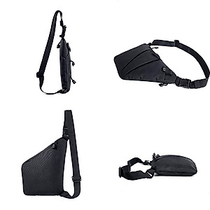 LIVIQILY Fashion Left/Right Hand Shoulder Crossbody Bag, Sling Backpack ,Multifunction Crossbody Bag for Men Women Outdoor Cycling Hiking Travel (Black, Left Hand)