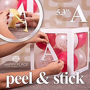 Baby Balloon Box with Letters (6 White Boxes) - 2-Sets of A-Z, 52 Letters for Custom Name - Baby Boxes with Letters for Baby Shower Decorations for Boy, Birthday Party, Gender Reveal Box for Balloons