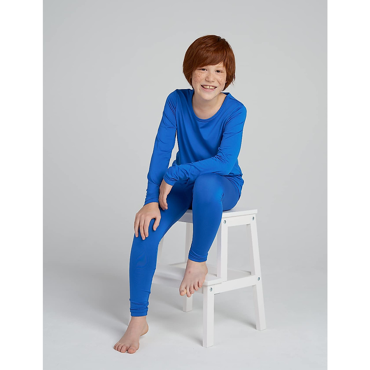 LAPASA Boys Thermal Underwear Set Fleece Lined Long John Base Layer Top Long Sleeves & Bottom Ski Winter Extreme Cold B03 9-10 Years Blue B
