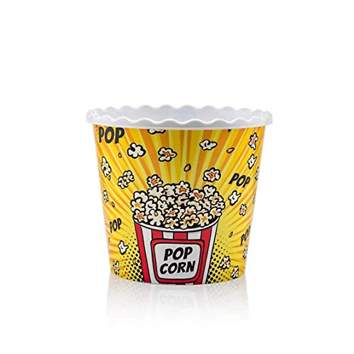 ONONEXPRESS Modern Style Reusable Plastic Popcorn Box/Popcorn Containers/Popcorn Bowls Set for Movie Theater Night - (BPA Free - YELLOW 4 Pack-75 oz)