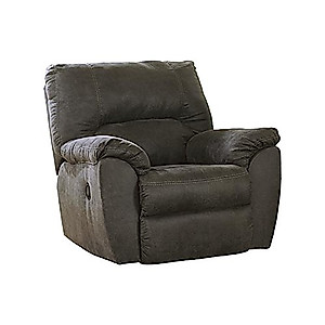 Signature Design by Ashley Tambo Faux Leather Manual Rocker Recliner, Gray