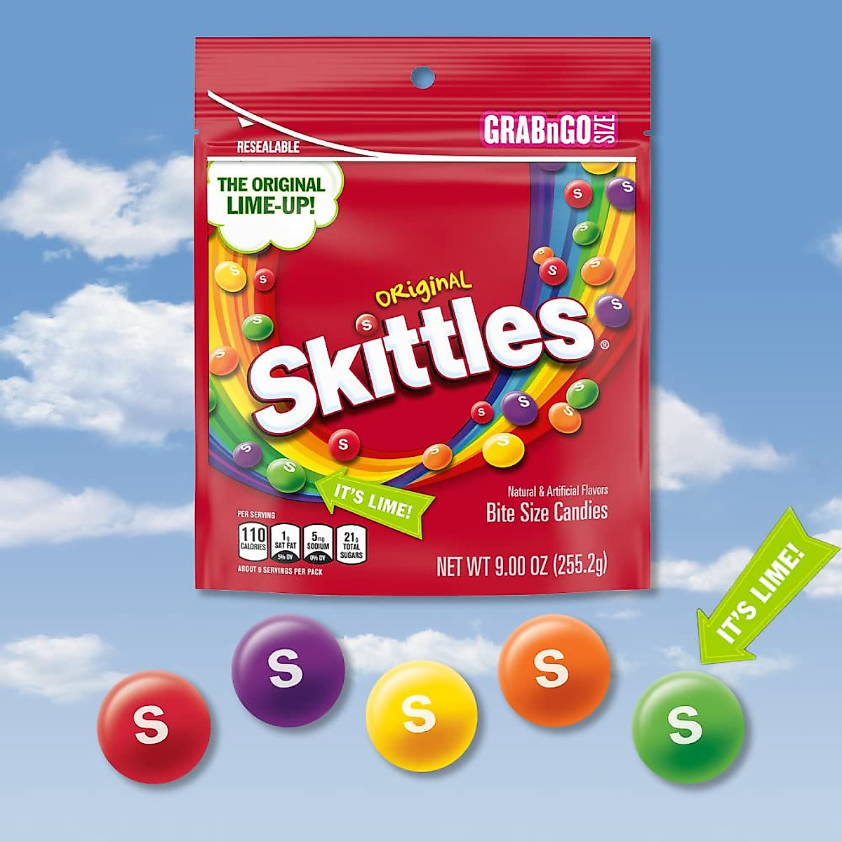 SKITTLES Original Summer Chewy Candy, Grab N Go, 9 Oz Resealable Candy Bag