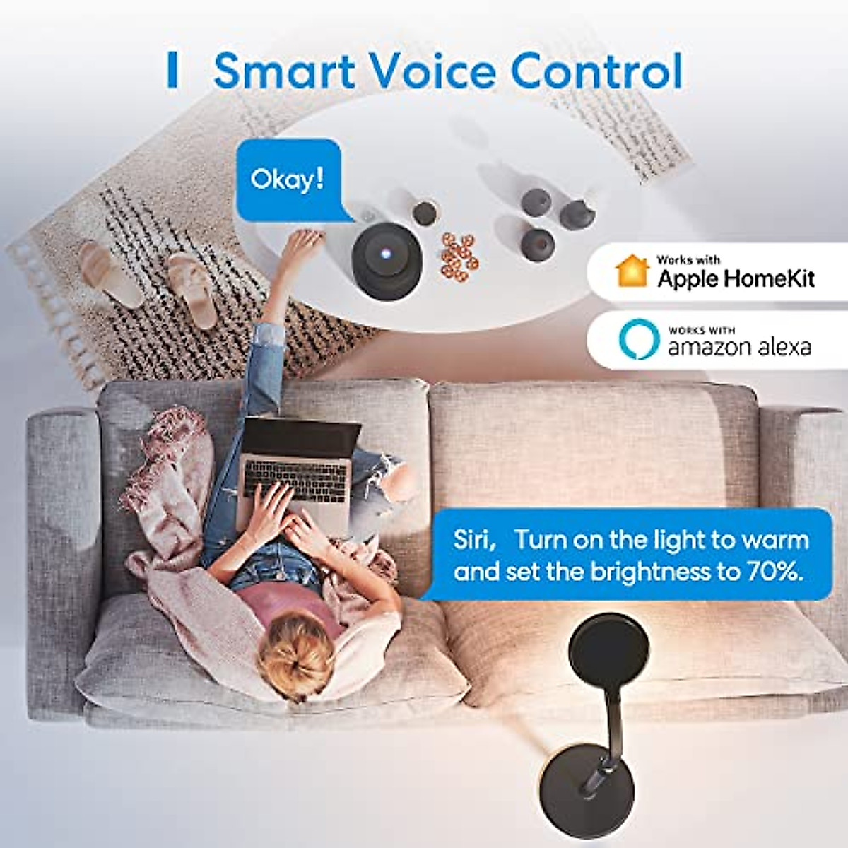 Meross Smart LED Floor Lamp, Dimmable Floor Lamp Supports HomeKit, Alexa, Google Assistant, 3-in-1 Standing LED Floor Lamp for Living Room, Bedroom with Gooseneck, Tunable White, Remote & App Control
