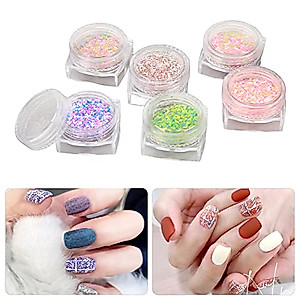 YLSZHY 6 Colors Nail Art Glitter Wool Powder,Nail Powder Set,DIY Nail Art Pigment Powder Glitter Dust Kit for for Nail DIY Crafts Tips Decoration