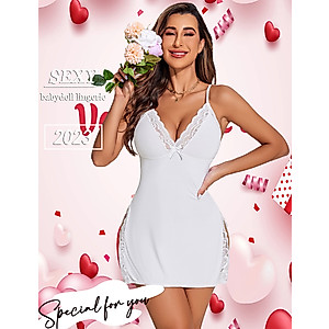 Avidlove Womens Chemise Bridal Nightgown Baby Doll Lingerie Sexy Sleepwear for Women White L