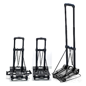 Foldable Plastic Folding Cart Lightweight Folding Shopping Trolley Mini Luggage Hand Truck for Travel Shopping Moving Office Use (2-Wheels)