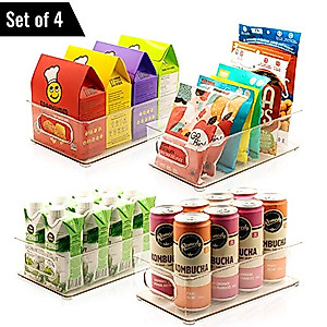 Cabinet Pantry Organizers and Storage Set of 4 - Kitchen Cabinet Counter Organizer and Storage - Truly Stackable Kitchen Organization Storage Bin - Clear Pantry Storage Bins