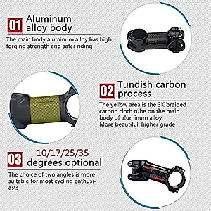 ZECHAO 31.8mm Crabon Fiber Bike Stem,10/17/25/35 Degree Mountain Bike Stems 70/80/90/100mm Handlebar Stem Mountain Part Bike Stem Bike Stem (Color : Black, Size : 25 Degree 80mm)
