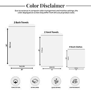 Tens Towels Pack of 8 Towels Set, 2 Extra Large Bath, 2 Hand, 4 Washcloths, 100% Cotton, Lighter Weight, Quicker to Dry, Super Absorbent, Perfect for Bathroom, Dark Grey