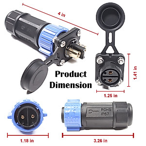 Trolling Motor Plug Receptacle Set, ABPF Marine Boat Power Connector, Waterproof Connector for Motor, 12/24/36/48 Volt Marine Plug for Trolling Motors (Blue,1 Pack)