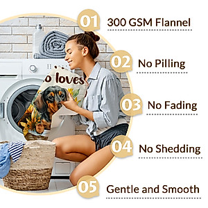 Kids Blanket Gifts - 60 x 50 Inches Cute Dachshund Throw Blanket for Kids, Adults - Beige Soft Fuzzy Warm Blanket for Bed, Travel