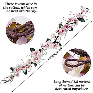 LIUCOGXI 6.1 Ft Artificial Magnolia Flower Garland with Flowers Faux Flower Vine Magnolia Garland Fake Froal Vine for Greenery Garland for Wedding Home Party Craft Art Table Runner Fireplace Decor