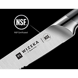 WIZEKA Steak Knives Set of 8, German 1.4116 Stainless Steel 4.5 Inches Serrated Straight Edge Steak Knife Set, Dishwasher Safe One Piece Design Knife Set of Steak with Gift Box
