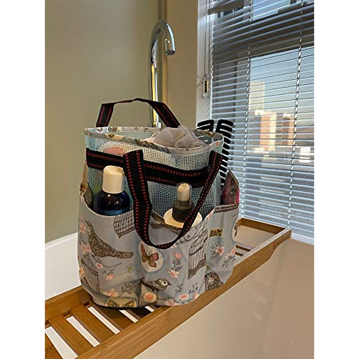 ROMYtendency Shower caddy, mesh shower tote bag, multi storage bath caddy with Shower ball set