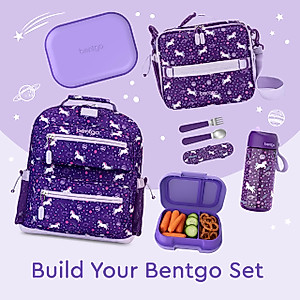 Bentgo Kids Chill Leak-Proof Lunch Box - Included Reusable Ice Pack Keeps Food Cold; 4-Compartment Bento Lunch Container; Microwave/Dishwasher Safe; 2 Year Manufacturer's Warranty (Purple)