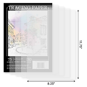 Sodaxx A4 Artists Tracing Paper - 75 Sheets Translucent Vellum Paper for Art and Crafts Pencil, Marker and Ink - Trace Images, Sketching, Preliminary Drawing 32LB/ 50GSM