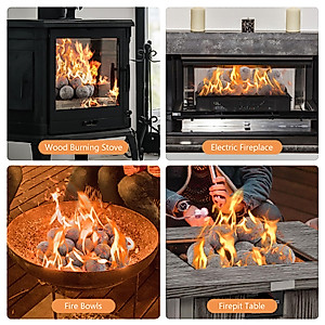 Goplus Ceramic Fire Balls, 15 PCS 3” Fiber Round Fire Stone Set, Decorative Gas Log or Indoor Outdoor Fireplace, Fire Bowls, Fire Pit, Wood Burning Stove