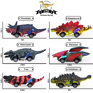 6 Pack Dinosaur Cars, Toys for 3-5 Year Old Boys | Dinosaur Toys for Kids - Dino Toy Cars with Dinosaur Monster Car & Truck Bulk, Boys Toys Toddlers Kids Gifts