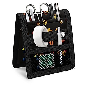 GLENLCWE Colorful Dog Paw Print Lab Coat Pocket Organizer Protective Pouch Storage Bag Heavy Duty Pocket Organizer for Pen Scissor Tool Accessories,3Pockets