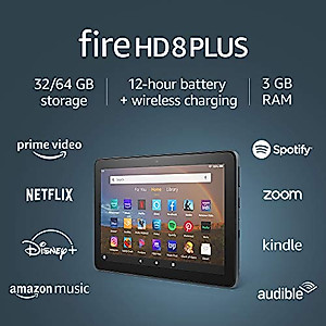 Fire HD 8 Plus tablet, HD display, 64 GB, (2020 release), our best 8" tablet for portable entertainment, Slate, without lockscreen ads