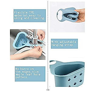 TuuTyss Flexible Hanging Sponge Holder Sink Caddy for Sink Kitchen,Blue,Set pf 1