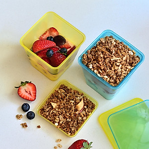 Youngever 7 Sets Plastic Parfait Cups, Reusable Plastic Dessert Cups with Lids and Inserts, Reusable Plastic Yogurt Cups with Inserts, Spill and Leak Proof (Medium 8 Ounce)