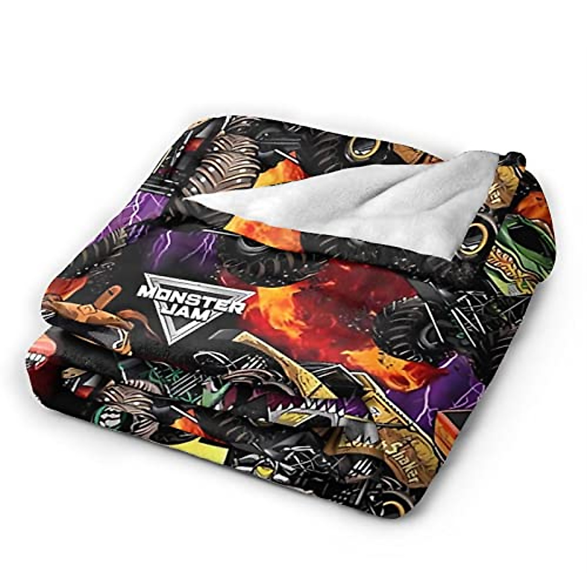 Monster Truck Blanket 50"x40" Ultra-Soft Fleece Throw Anti-Pilling Flannel Soft Cozy Fleece for Sofa Bed Room Decor Car Bed Camping Keep Warm Decor Boys Adults Birthday Gifts