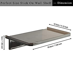 JDGOOMA Acrylic Floating Wall Shelves - Small Stick-on Wall Mounted Phone Shelf Holder Wipes Rack Smart Speaker Shelf for Bathroom,Kitchen,Toilet,Bedroom,Office - Translucent Grey