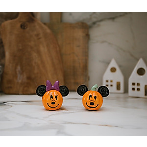 Disney Mickey Mouse and Mickey Mouse Jack O'lantern Salt and Pepper Shakers | Cute Ceramic Housewarming Gifts For Men and Women And Kids | Official Disney Licensee | 1 Set
