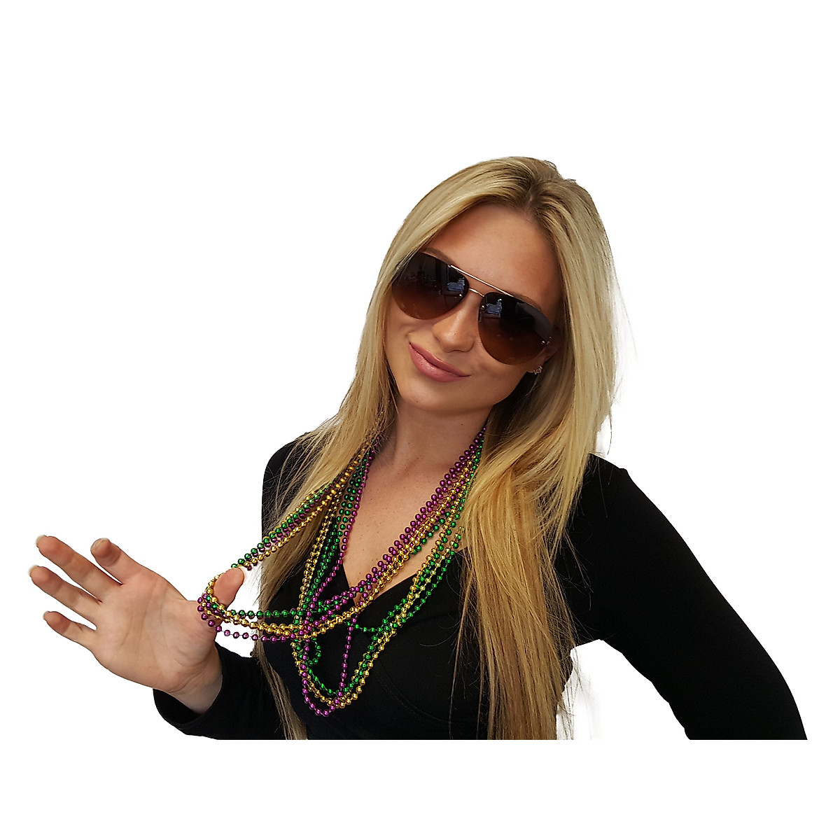 Dondor Metallic Beaded Necklaces, Mardi Gras Necklaces, Festive Necklace Multi Packs (72 Piece Pack)