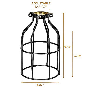 KastLite Metal Bulb Guard - Adjustable Lamp Base for Ceiling Fans - Pendant String Light Vintage Lamp Shade Cover - Wire Fixture Cage - Farmhouse Light Fixture - 4 Lamp Cages for Pendant String Lights