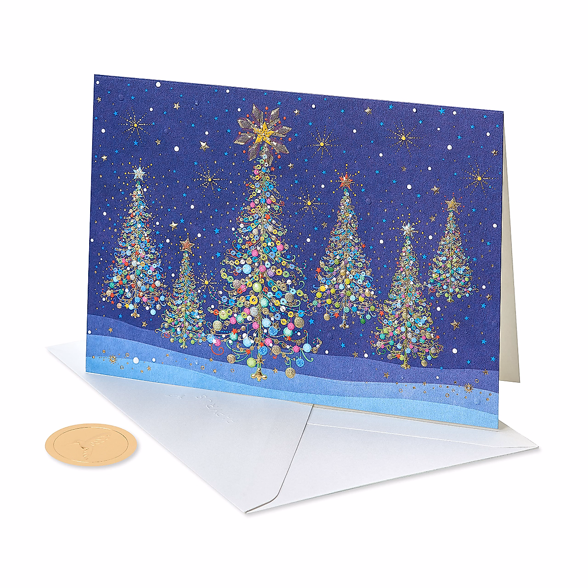 Papyrus Boxed Christmas Cards with Envelopes, Designed by House of Turnowsky, Special Wishes, Christmas Trees (14-Count)