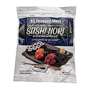 Twice Roasted Seaweed Sheets 7.50 in x 8.25 in (50 Sheets)